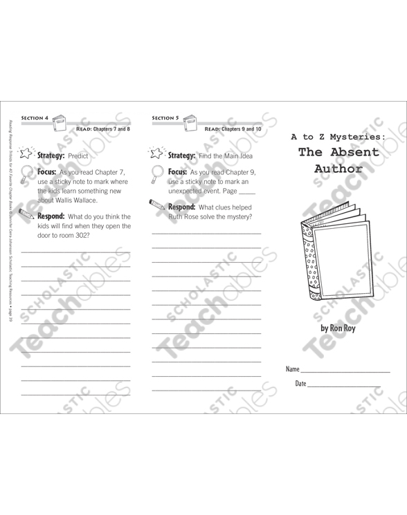 A to Z Mysteries: The Absent Author (Level N): Reading Response Trifold by