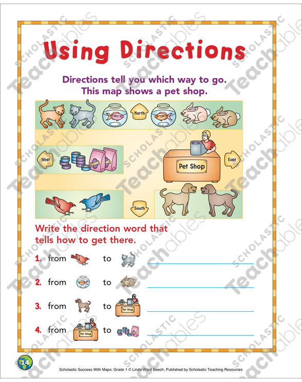 Using Directions: Grade 1 Map Skills by