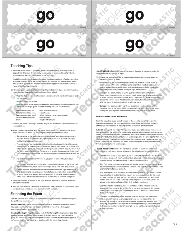 Sight Word - Go: Sight Word Poem and Word Cards by