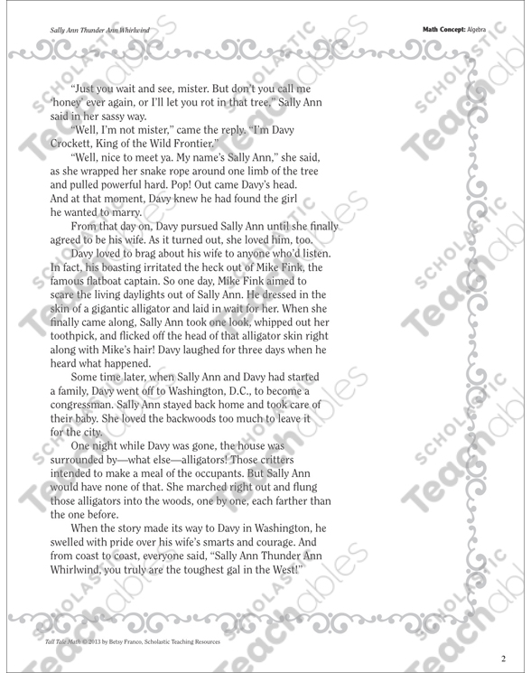 Sally Ann Thunder Ann Whirlwind (Algebra): Tall Tale Math by