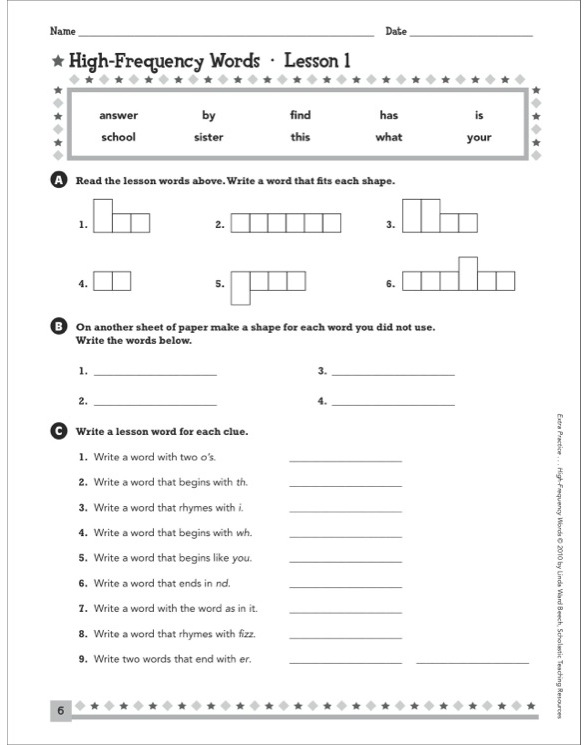 Extra Practice for Struggling Readers: High-Frequency Words by Linda Beech