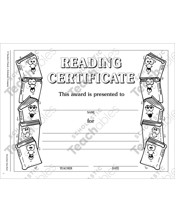 Reading Certificate: Incentive Award by