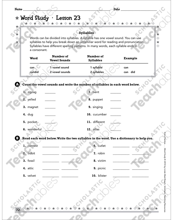 Syllables: Word Study Unit by