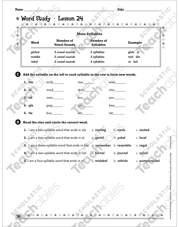 Syllables: Word Study Unit by