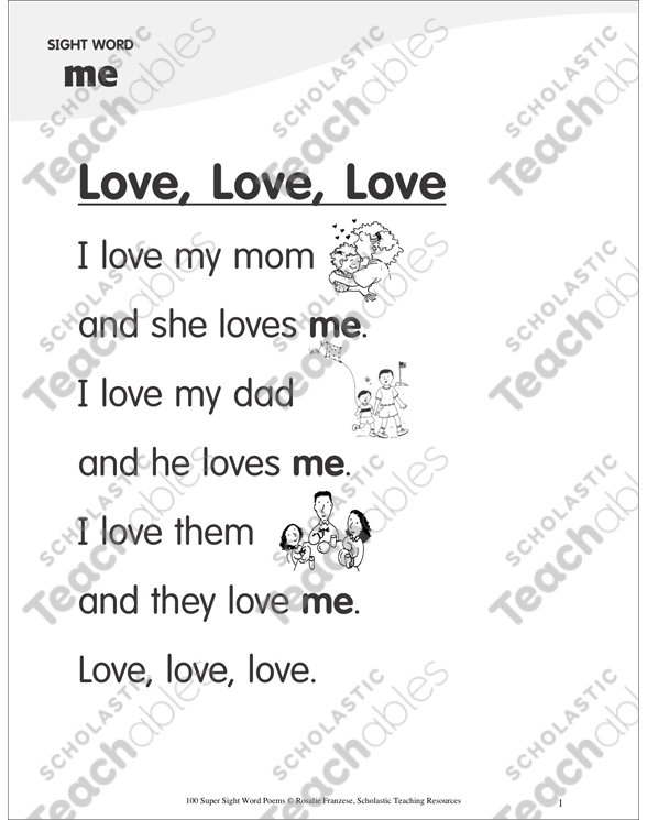 Love, Love, Love (Sight Word 'me'): Super Sight Words Poem by