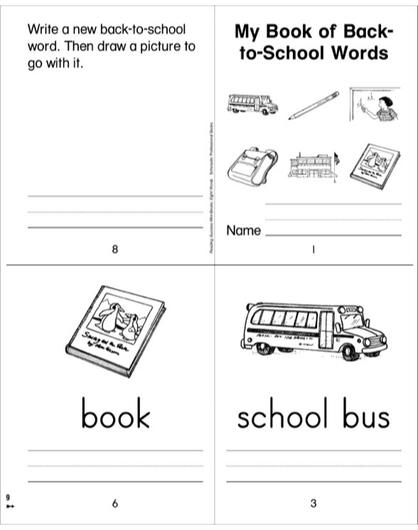 My Book of Back-to-School Words: Sight Word Mini-Book by