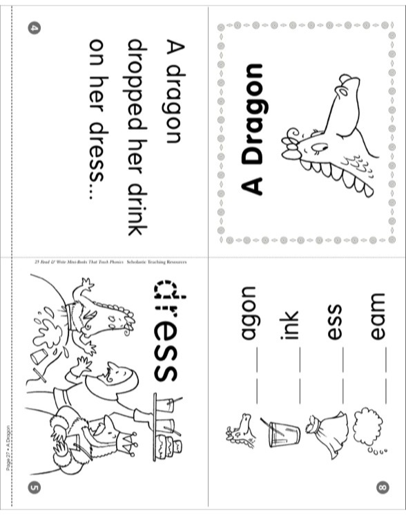 Phonics Story: A Dragon (Initial consonant blend dr) Phonics Mini-Book by