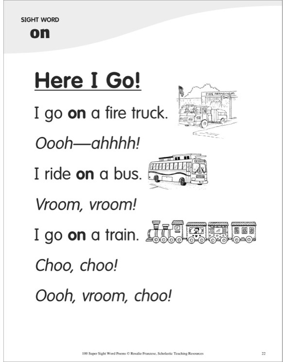 Here I Go! (Sight Word 'on'): Super Sight Words Poem by