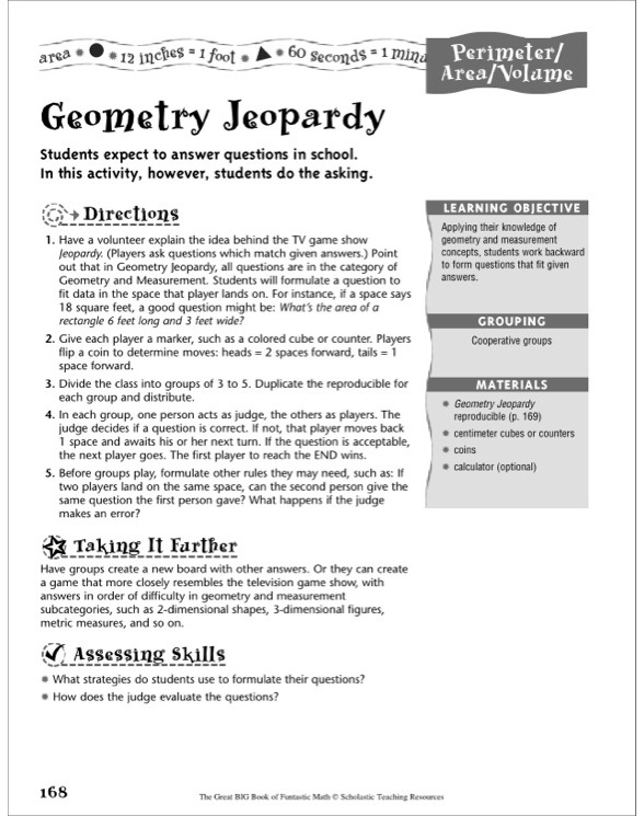 Measurement: Perimeter/Area/Volume (Geometry Jeopardy) by