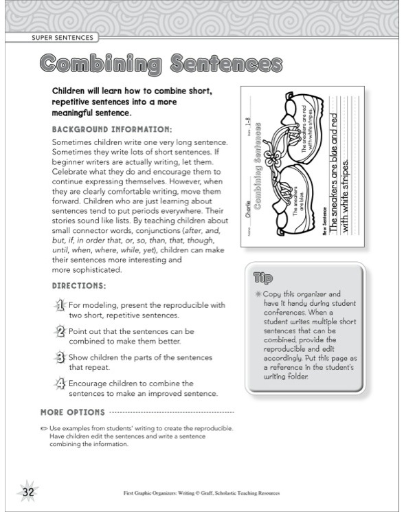 Graphic Organizer: Super Sentences (Combining Sentences) by