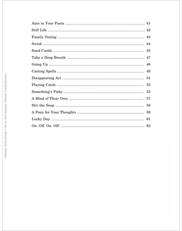 Cliffhanger Writing Prompts by Teresa Klepinger