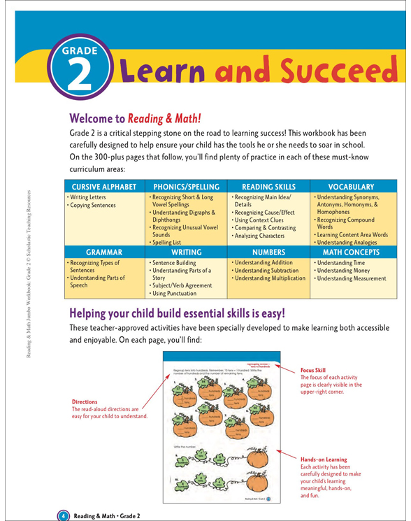 Reading & Math Jumbo Workbook: Grade 2 by John N. Mangieri;Cathy ...