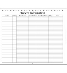 Student Information Chart: Teacher Planning Page by