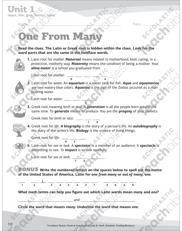 Greek & Latin Roots: Vocabulary Packet by