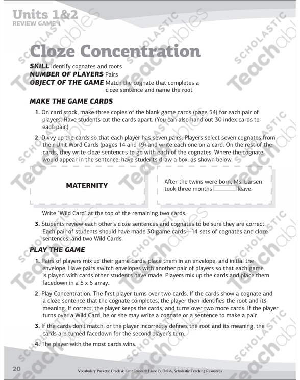 Greek & Latin Roots: Vocabulary Packet by