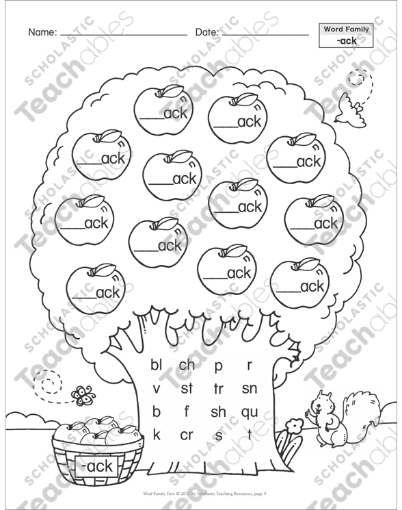 Short Vowel (-ack): Word Family Tree by