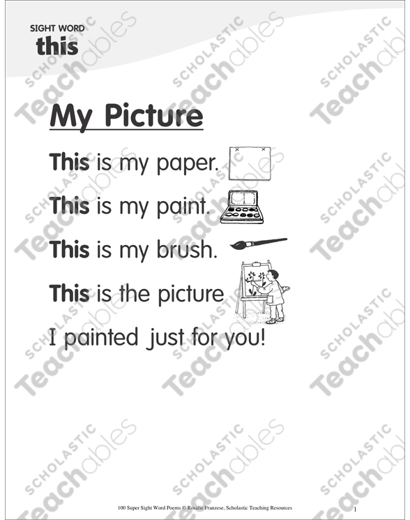 My Picture (Sight Word 'this'): Super Sight Words Poem by
