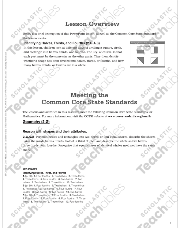 Identifying Halves, Thirds, and Fourths: Math Lesson by