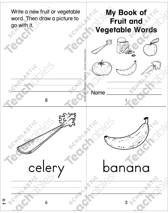 My Book of Fruit and Vegetable Words: Sight Word Mini-Book by