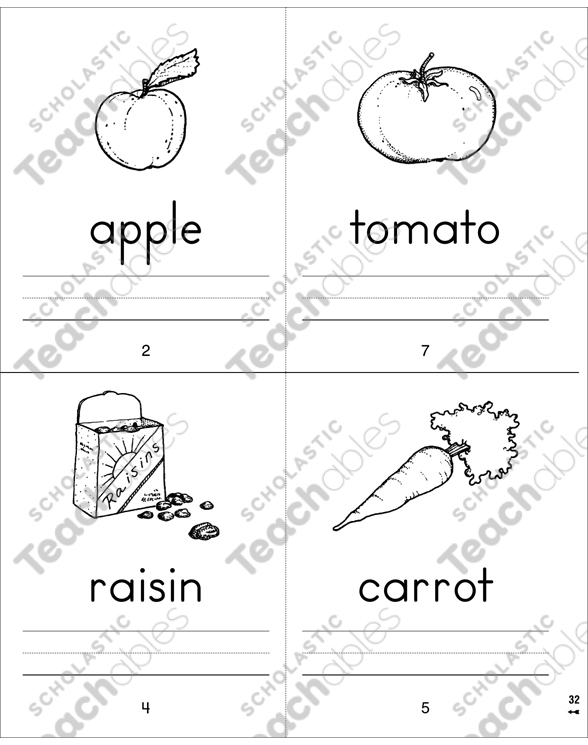 My Book of Fruit and Vegetable Words: Sight Word Mini-Book by