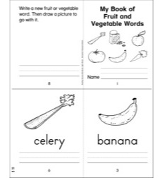 My Book of Fruit and Vegetable Words: Sight Word Mini-Book by
