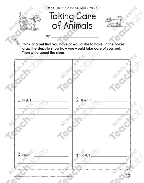 Taking Care of Animals: Draw and Write Prompt by