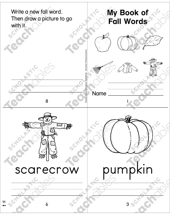 My Book of Fall Words: Sight Word Mini-Book by