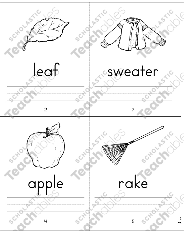 My Book of Fall Words: Sight Word Mini-Book by