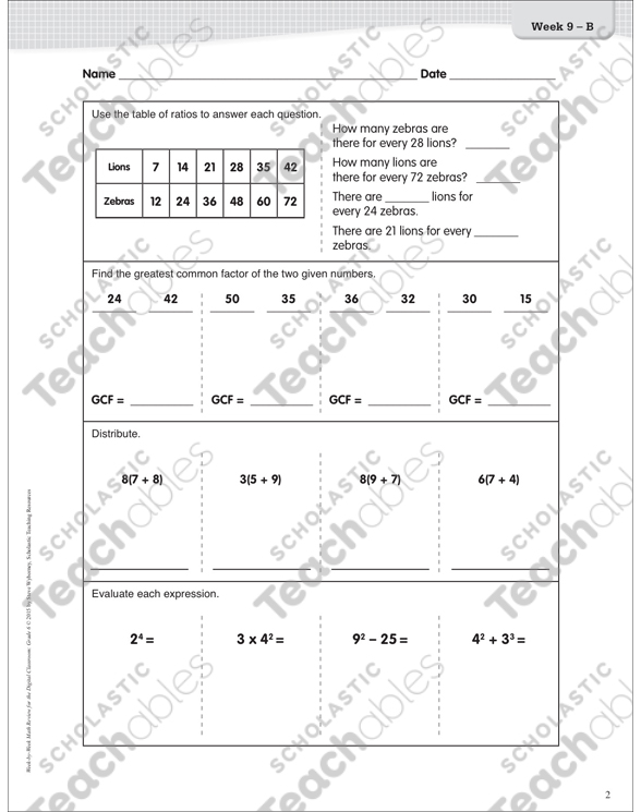 Math Review: Ratios, Greatest Common Factor, Distributive Property ...