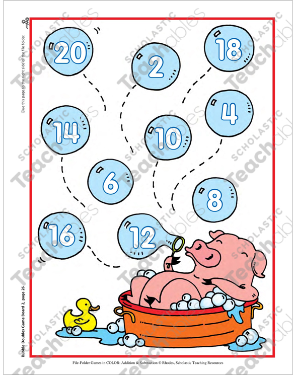 File-Folder Game - Addition: Bubble Doubles (adding identical addends) by