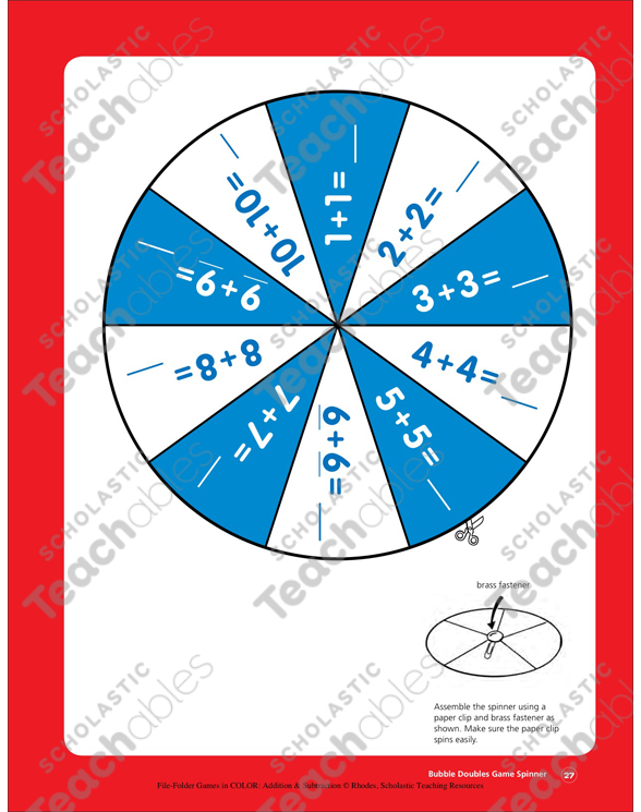 File-Folder Game - Addition: Bubble Doubles (adding identical addends) by
