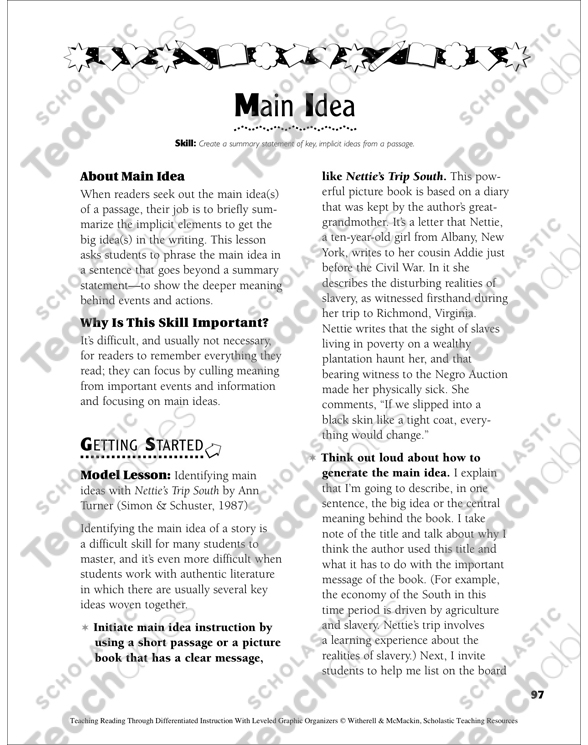 Main Idea: Leveled Graphic Organizers for Differentiated Reading ...