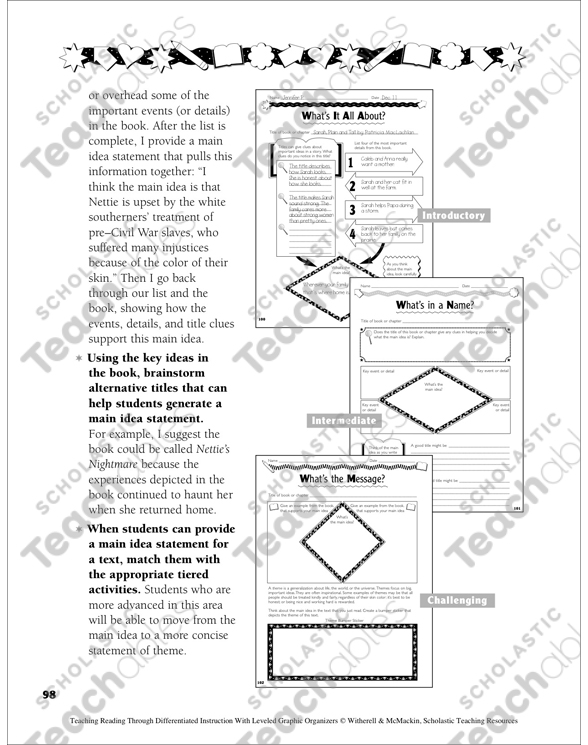 Main Idea: Leveled Graphic Organizers for Differentiated Reading ...