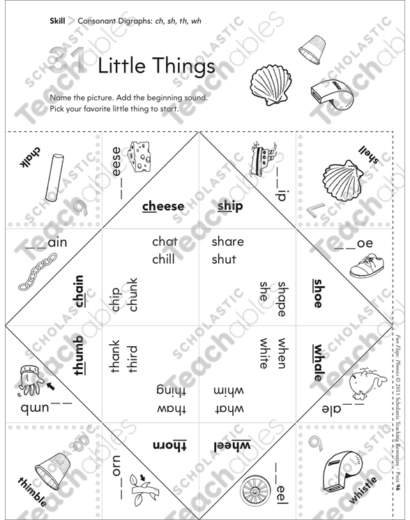 Consonant Digraphs (ch, sh, th, wh): Fun-Flaps Phonics Manipulative by