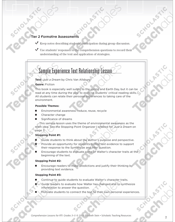 Experience Text Relationship: Comprehension Lesson by