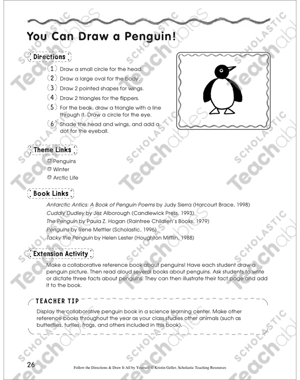 Draw a Penguin in 6 Steps: Follow the Directions by