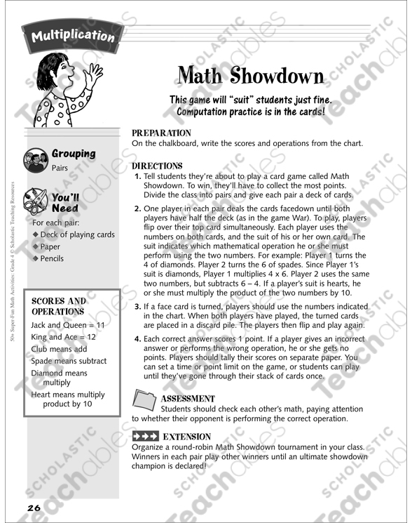 Math Showdown (Multiplication card game): Multiplication Activity by