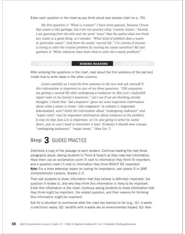 Identifying Important Information in Informational Text: QAR ...