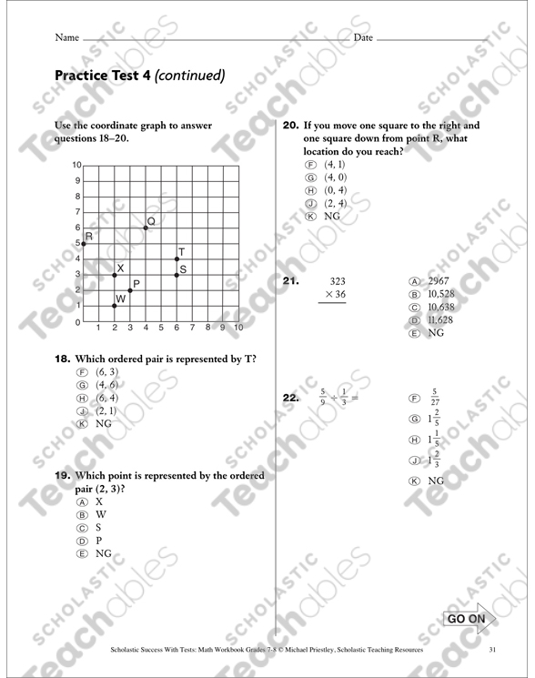 Computation Practice Test 4: Math Skills (Grade 7-8) by
