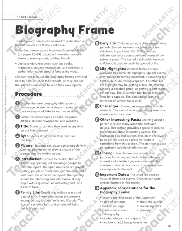 Biography Report: Instant Nonfiction Writing Frame by