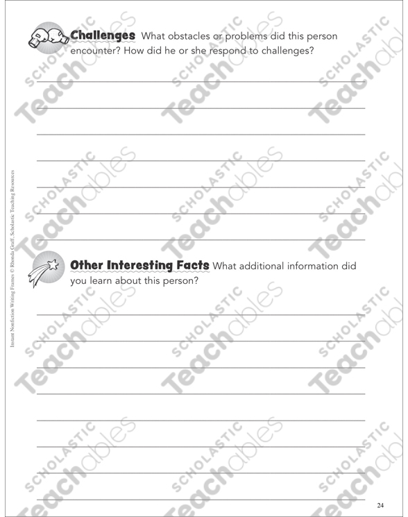 Biography Report: Instant Nonfiction Writing Frame by