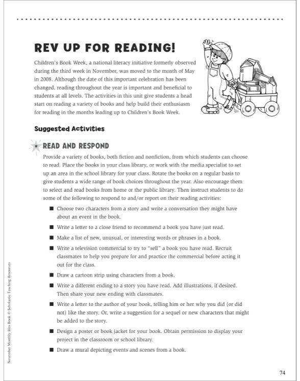 Rev Up For Reading! November Ideas & Activities by