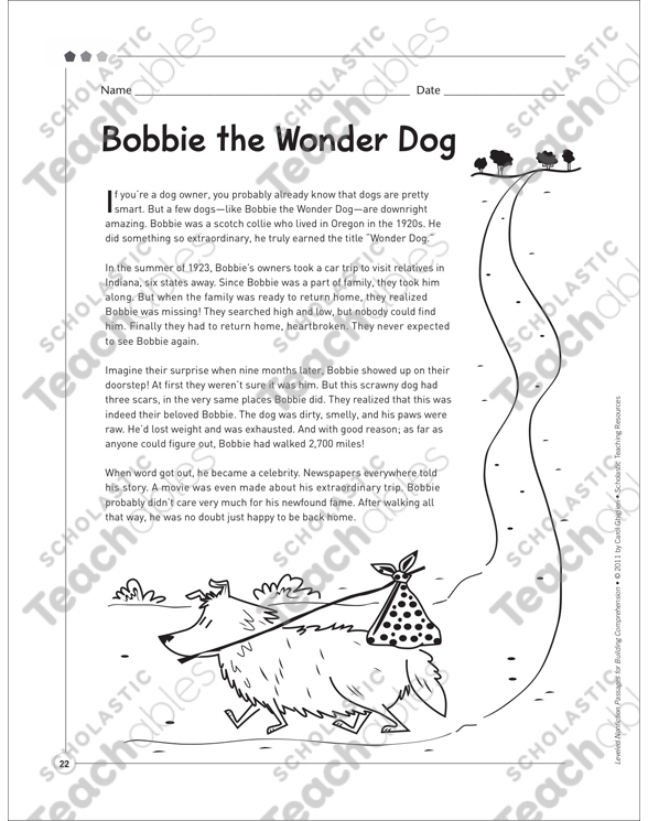 Bobbie the Wonder Dog (Readability Levels 2.9, 4.2, 6.1): Leveled ...