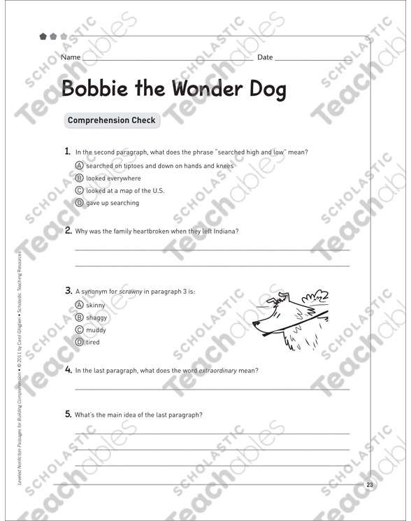 Bobbie the Wonder Dog (Readability Levels 2.9, 4.2, 6.1): Leveled ...