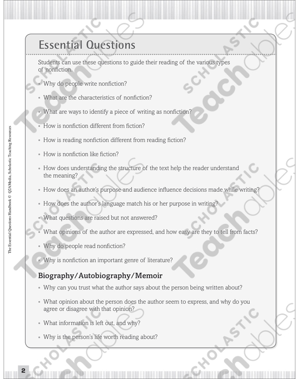 Essential Questions for Language Arts: Reading Nonfiction by