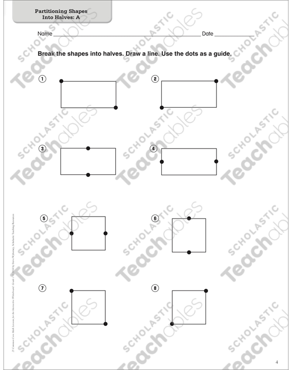 Partitioning Shapes Into Halves: Math Lesson by