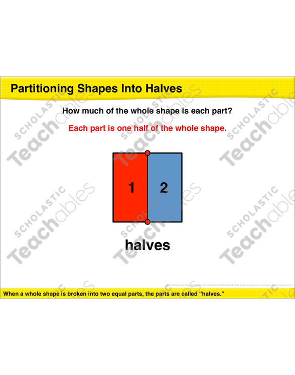 Partitioning Shapes Into Halves: Math Lesson by