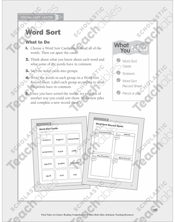 Word Sort: Vocabulary Learning Center by