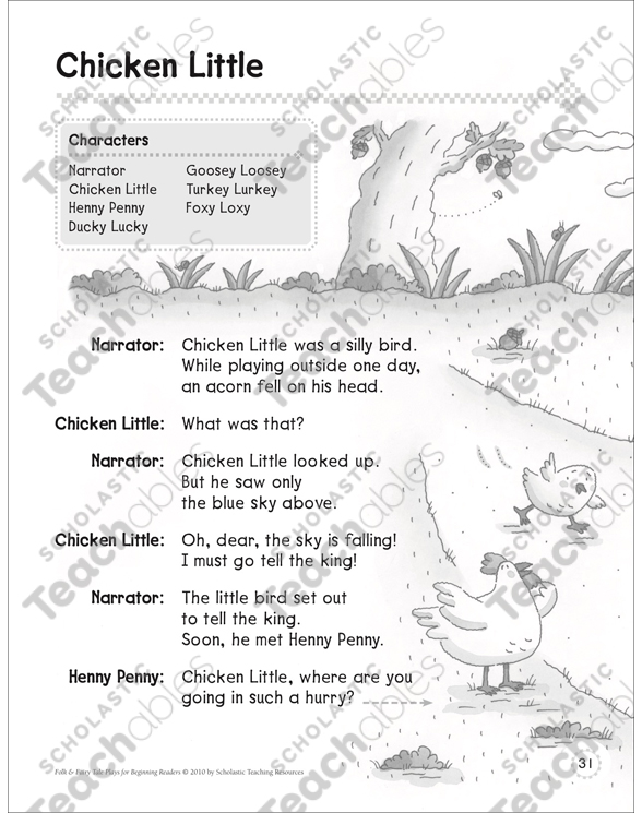 Chicken Little: A Beginning Reader Play by