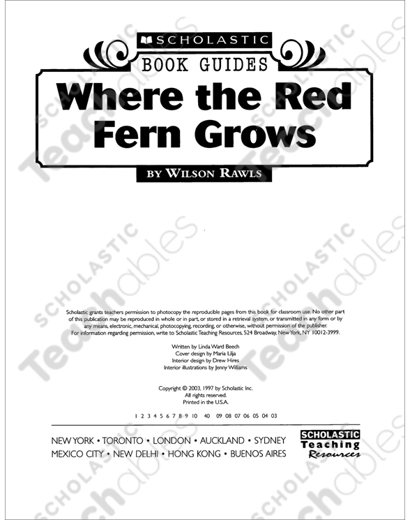 Book Guide: Where the Red Fern Grows by
